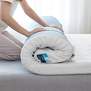 LINSY LIVING 3" Firm Mattress Topper King, Extra Firm Memory Foam, Cooling Gel Infused Bed Topper with Tencel Cover, Reversible Dual Layers Mattress Pad with Removable Cover, CertiPUR-US Certified
