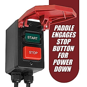 Fulton 110V Single Phase On/Off Switch with Large Stop Sign Paddle for Easy Visibility and Contact for Quick Power Downs Ideal for Router Tables Table Saws and Other Small Machinery