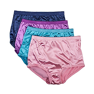 Barbra Lingerie Satin Panties S to Plus Size Womens Underwear Full Coverage Brief Multi-Pack (Grape, 4XL)