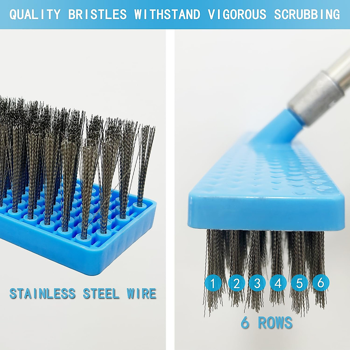 koyata 11.8” Heavy Duty Push Broom Brush with 60"" Long Handle,Stainless Steel Deck Scrub Brush,Outdoor Broom for Cleaning Bathroom, Kitchen, Patio, Garage, Deck, Concrete,Stone, and Tile Floors