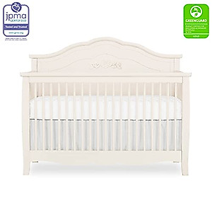 SweetPea Baby Rose 4-in-1 Convertible Crib in Ivory Lace, Baby Crib with Spindles, Greenguard Gold Certified, Easy Assembly, Sustainable New Zealand Pinewood