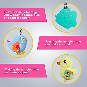 Caterbee Baby car seat Toys, Activity Spiral hangings Stroller Toys, Plush Crib Toys with Squeaky for boy or Girl (Duck)