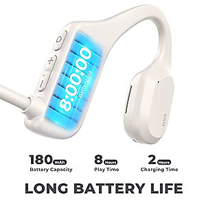 Relxhome RS5 Open Ear Headphones Bluetooth 5.2, Air Conduction Headphones, Wireless Headphones with Microphone, Sweat Resistant Sports Headphones, Air Conduction Headphones for Cycling Running White