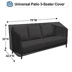 OutdoorLines Outdoor Waterproof Patio 3-Seater Couch Cover - UV Resistant Patio Sofa Furniture Covers Weatherproof Heavy Duty Glider Covers for Outdoor Furniture, 76Wx32.5Dx33H Inches, Black