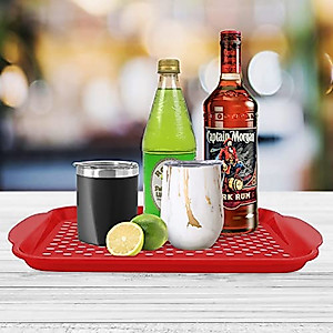 Oggi Anti Slip Serving Tray with Handles- Red Rectangle Tray - Ideal Tray for Eating, Breakfast Tray, Food Tray, Appetizer Tray, Serving, 5504.2, 17.5x11.5''