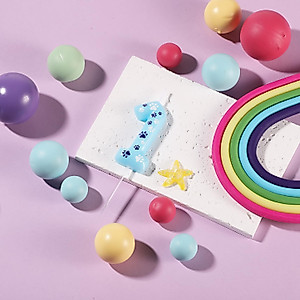 Paw Print Birthday Candle, 4.13x1.57in Pet Dog Cat Birthday Candle Party Decor Blue Cupcake Candle Topper Paw Print Candle for Birthday Cake Pet Theme Party Decor (Number 1)