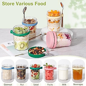 Overnight Oats Containers with Lids and Spoons - Mason Jars 16 Oz with Lids - Glass Jar with Lid 6pack Yogurt Containers with Lids for Overnight Oats, Meal Prep,Yogurt,Chia Pudding, Salad, Fruit