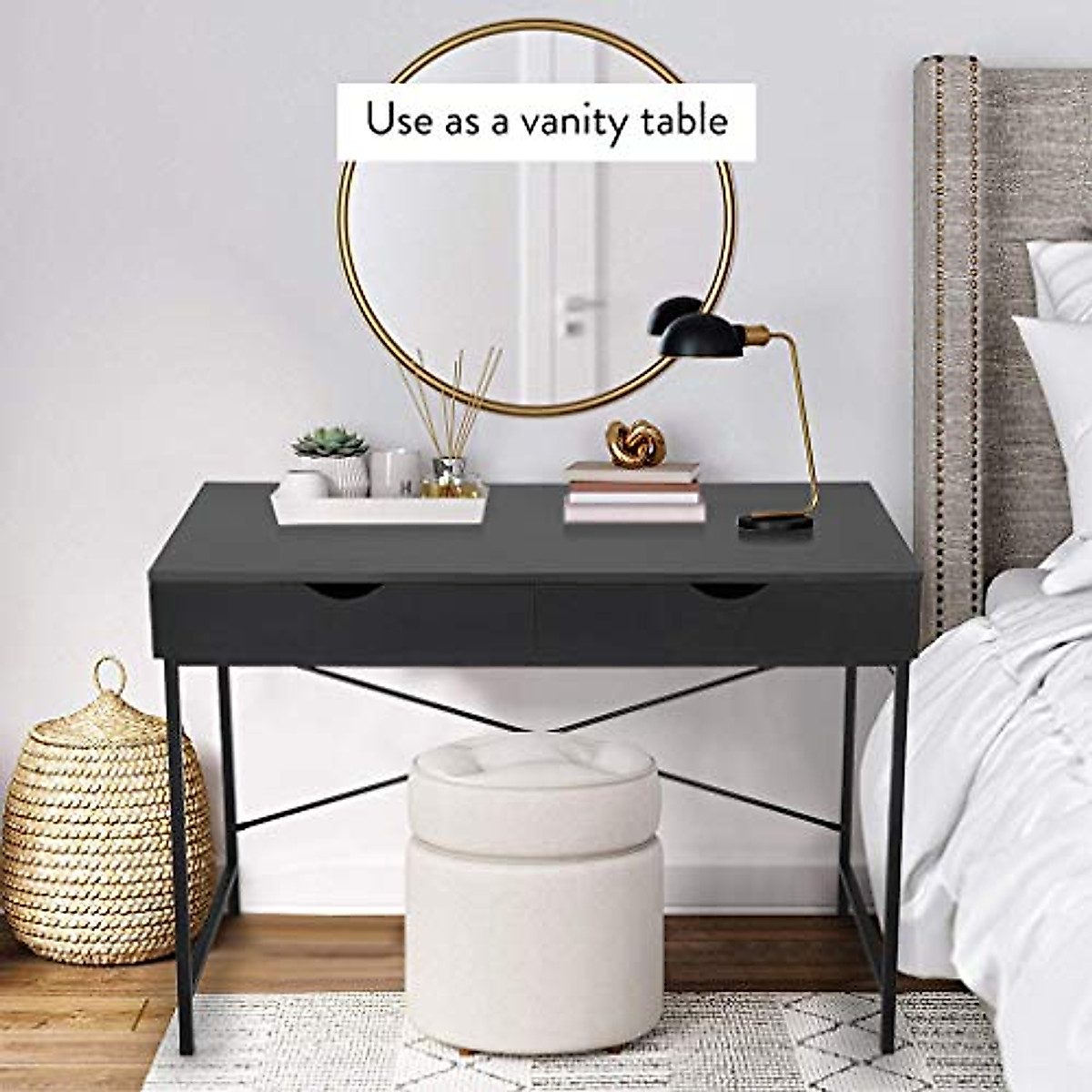 Home Computer Desk for Small Space Office Desk Corner Computer Desk Small Computer Desk with Drawer & Storage Shelves Computer Desk Computer Workstation Bedroom Laptop Desk Students Writing Desk Black