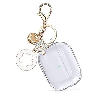 VISOOM Clear Case for Airpods Pro 2nd Generation - Airpods Pro 2 Cases Cover with Lanyard Women Soft TPU iPod Pro 2 Earbuds Wireless Charging Case Girl Bling Keychain for Apple Airpod Gen Pro 2