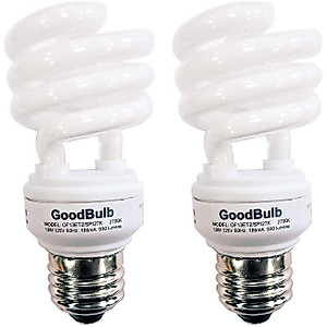 GoodBulb 13-Watt Compact Fluorescent Bulb - 2700K Warm White Color - Ultra Mini Spiral CFL Light Bulbs - E26 Medium Base (Pack of 2 Bulbs)