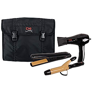 CHI Tourmaline Ceramic 3-Piece Travel Set, Black,