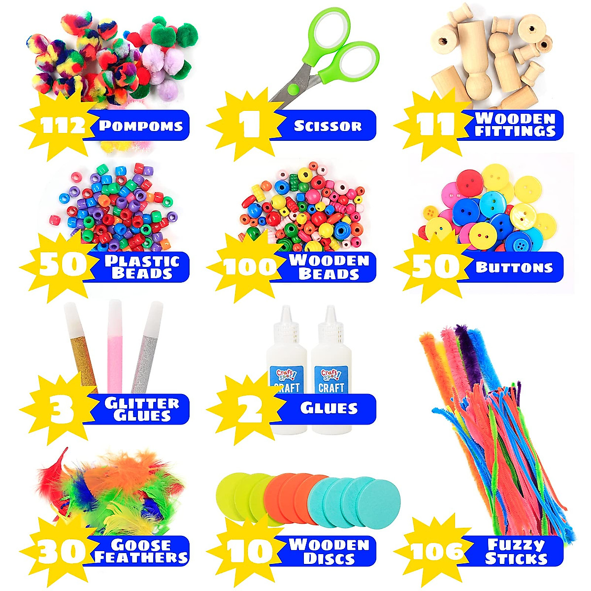 Craft Spot! Art and Craft Supplies for Kids, All in One DIY Crafting Collage Arts Set with Exquisite Gift Box, Craft Art Supply Kit for Toddlers Age 4 5 6 7 8 9