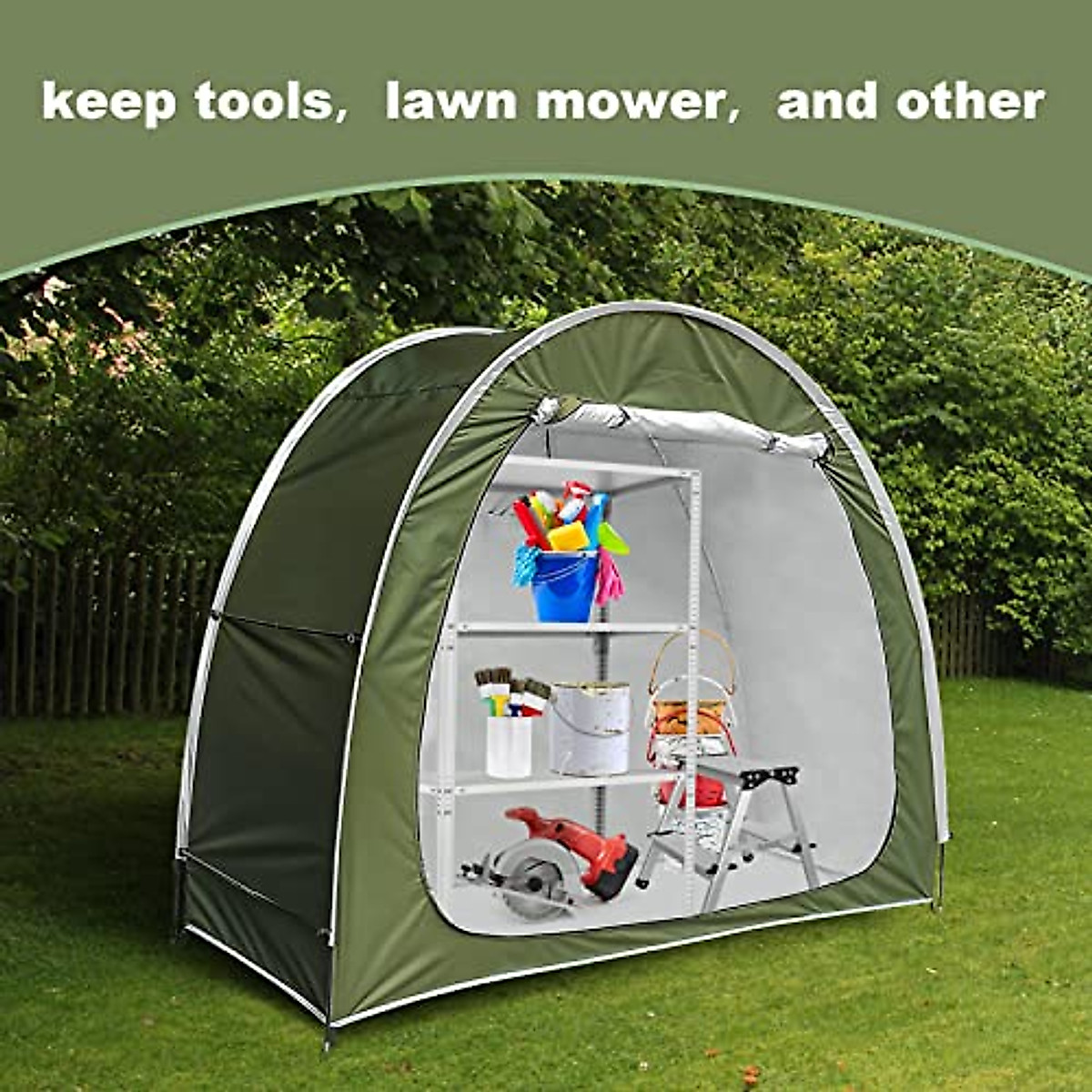 AFLIFLI Outdoor Bike Storage Tent Waterproof, Portable Bicycle Shed 2 Bikes, Upgrade Oxford Fabric for Outside Garden Shelter Pool Cover Tool Sheds Storage, Space Saving