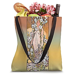Young Woman Beauty Lilies Art Nouveau Alphonse Mucha Tote Bag