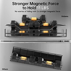 Magnetic Spice Rack for Refrigerator - 4 Pack Large Capacity Magnetic Shelves, Strong Magnetic Shelf, Space Saving Fridge Magnet Organizer, Spice Rack for Kitchen Organization and Storage, Metal Black