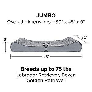 Furhaven Orthopedic Dog Bed for Large Dogs w/ Removable Washable Cover, For Dogs Up to 75 lbs - Ultra Plush Faux Fur & Suede Luxe Lounger Contour Mattress - Gray, Jumbo/XL