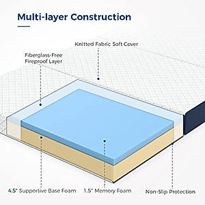 Inofia Trifold Mattress 6 Inch, Full Folding Memory Foam Mattress with No-Fiberglass Knitted Removable Cover, Portable Foldable Floor Mattres in a Box for Traveling, Camping, Guest Bed