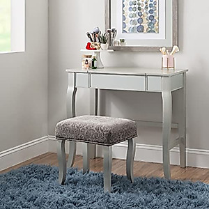 Linon Silver Harper Vanity Set, 32" W x 18" D x 46.75" H