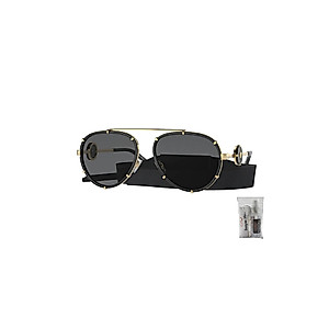 Versace VE2232 143887 61MM Black/Dark Grey Pilot Sunglasses for Women + BUNDLE With Designer iWear Eyewear Kit