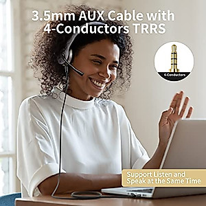 UNBREAKcable 3.5mm AUX Cable with Mic/Microphone (3.9FT, Hi-Fi Stereo) Audio Cord Auxiliary Cable Male to Male TRRS Jack for iPhone, iPad, Samsung, Tablet, Car Home Stereos, Sony Headphones, Speaker