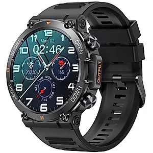 Tiwain Military Smart Watch for Men, 120+ Sport Modes 1.39" Full Screen Tactical watches Rugged for Android Phones iPhone Compatible Fitness Tracker Heart Rate Sleep Monitor Pedometer