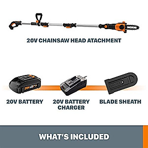WORX WG349 20V Power Share 8" Pole Saw with Auto Tension