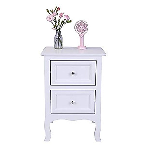 EEBUIHUI White Nightstand with 2 Drawers, Farmhouse Night Stands for Bedrooms, Small Bed Side Table/Night Stand for Small Spaces, Living Room(White)