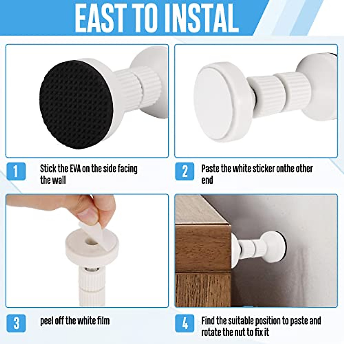 4PCS Adjustable Threaded Headboard Stoppers,Bed Frame Anti-Shake Tool,Bedside Headboards Prevent loosening Anti-Shake Fixer,Telescopic Support Headboard Stabilizer Bed Stoppers for Room Wall,Beds,Sofa