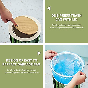 LGCZNWDFHTZ Small Trash Can with Lid for Bathroom Kitchen Office Diaper Deep Green Bamboo Forest Closeup Bedroom Garbage Trash Bin Dog Proof Waste Basket Cute Decorative