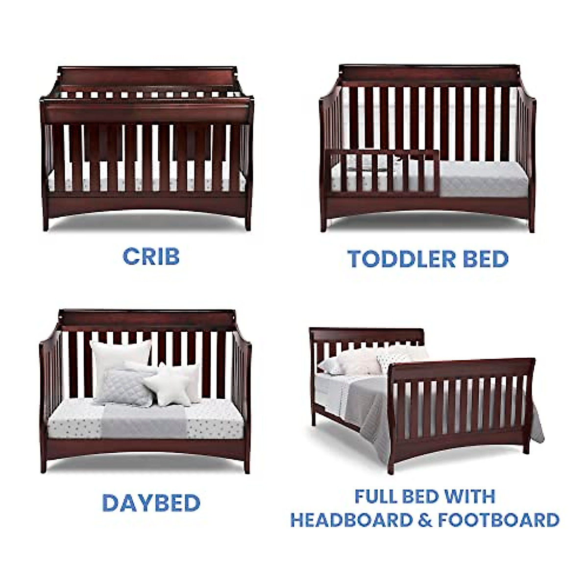 Delta Children Bentley S Series 4-in-1 Crib, Black Cherry Espresso + Serta Perfect Slumber Dual Sided Recycled Fiber Core Crib and Toddler Mattress (Bundle)