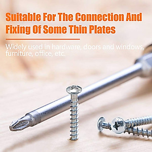 Rustark 180-Pcs [#8 3/8" to 1-1/2"] 304 Stainless Steel Round Pan Head Phillips Cross Wood Screws Self Tapping Drilling Screws Assortment Kit