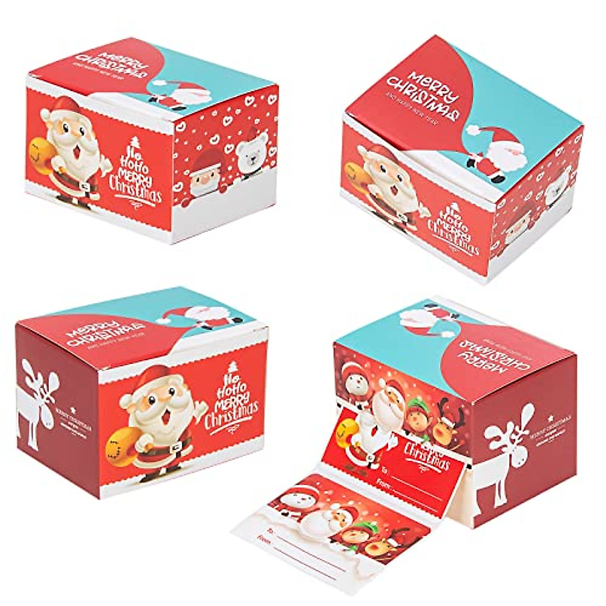 300 PCS Christmas Gift Tags ,Christmas Stickers,Self Adhesive Name Tags Christmas Wrapping Paper Stickers with 6 Designs Write On Then Peel & Presents