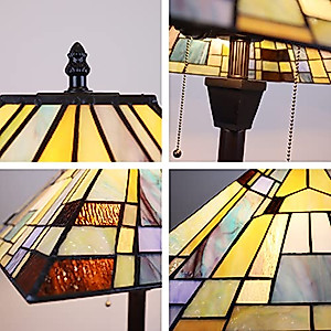 Chloe Lighting Kinsey Tiffany-Style Blackish Bronze 2-Light Mission Floor Lamp 18" Shade