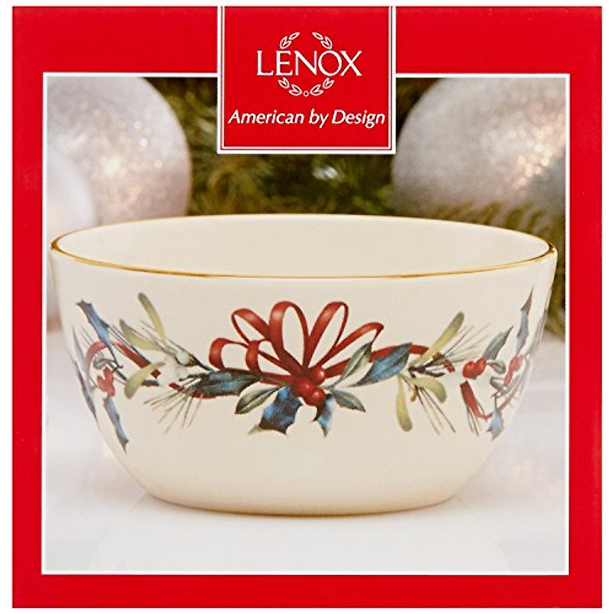 Lenox Winter Greetings 5" Bowl,Red & Green