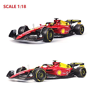 Xiangtat Bburago 1/18 2022 F1-75 75th Anniversary #16 Charles Leclerc F1-75#55 Carlos Sainz Alloy Luxury Vehicle Diecast Cars Model Toy Collection Gift (1/18 F1-75 75th #55)