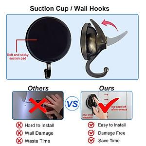 YSSILADI Suction Cup Hooks Heavy Duty Vacuum Suction Shower Hooks Glass Suction Cup Hooks Bathroom Robe Hooks Reusable, No Hole Punched, for Garland Decoration (Bronze, 4 Pack)