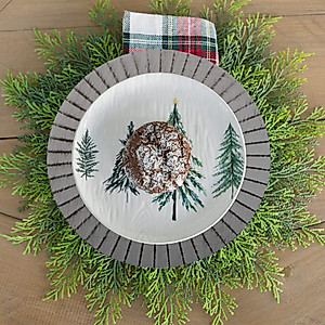 Koyal Wholesale 13" Antique Brushed Ribbed Charger Plates Set of 4, Antique Grey Acrylic Charger Plates Bulk Wedding, Dinner Plates, Holidays, Events