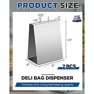 Blulu 2 Pcs Stainless Steel Deli Bag Dispenser Heavy Duty Sandwich Bag Holder Grocery Bag Stand for Retail Store Home Restaurant Kitchen , 11.5''H x 9''L x 6''D