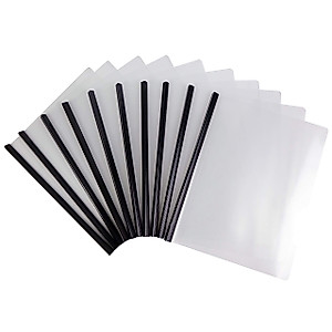 Cypress Lane Slide-Grip Clear Report/Presentation/Thesis/File/Document/Paper/Brochure/Resume Covers with Sliding Bar. Letter Size, 8.5 x 11 inches. Clear Front & Back Cover. (10 pcs, Black)