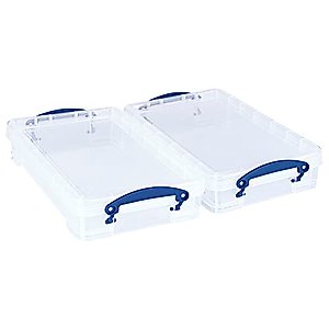 Really Useful Box 2.5 Litre Plastic Storage Box Clear (Pack of 2)