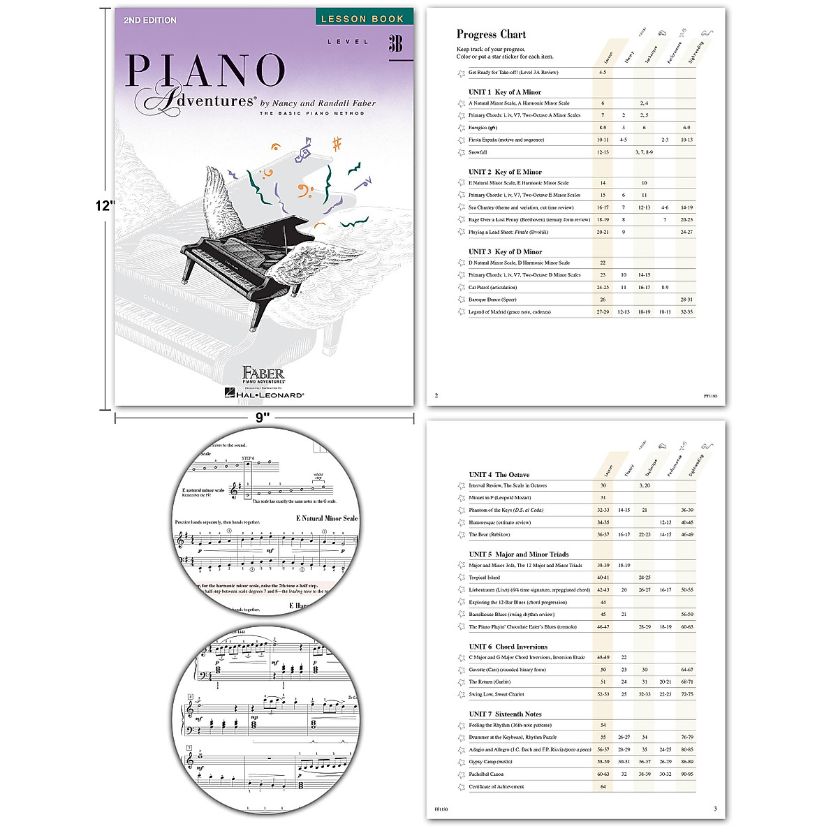 Piano Adventures Level 3B Learning Set By Nancy Faber - Lesson, Theory, Performance, Technique & Artistry Books & Juliet Music Piano Keys 88/61/54/49 Full Set Removable Sticker
