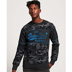 Superdry Mens Vintage Logo Camo Panel Sweatshirt Black Grit Size S