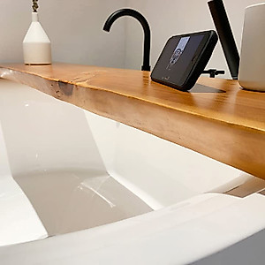 ZYFAB Luxury Bamboo Bathtub Tray Caddy,Walnut Color Wood Bathtub Board Table Large Non Slip Bathtub Stand Fits Most Freestanding Tubs,Brown,80 * 30 * 5cm