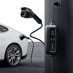 Level 2 & Level 1 EV Charger, 16Amp 110-240V Portable J1772 Electric Car Charger with NEMA 6-20 & NEMA 5-15 Adapter, Plug-in EV Charging Station with Adjustable Amp Delayed Timer 25ft Long Cord, Black