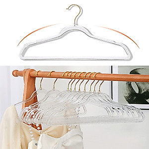 Clear Clothes Hangers 16", 20 Pack Plastic Coat Hanger for Adult Closet, Durable Bling Ganchos de Ropa with Swivel Hook, Notched Shoulders & Ultra-Thin Space Saving Laundry Hanger for Dress Suits