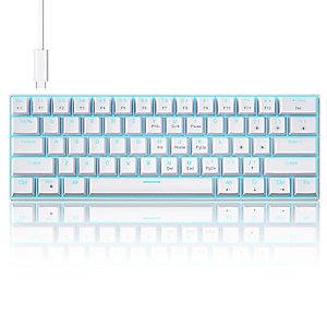CMUNBBB 60 Percent Mechanical Gaming Keyboard, White Gaming Keyboard with Red