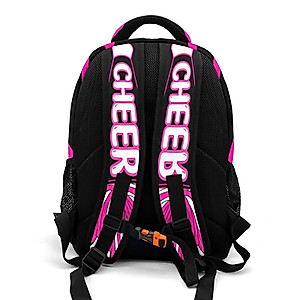 Anneunique Custom Pink Black Cheerleaders Pom Cheer Backpack Custom Name Large Capacity Shoulder Bags for Sports Party