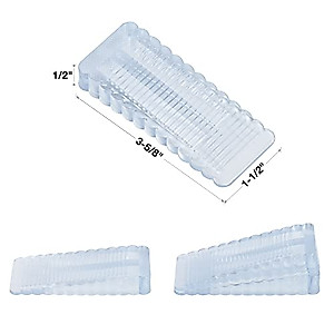 HOME MASTER HARDWARE 3.5in Clear Rubber Wedge Door Stopper Wall Protector Door Stop Wedge Non Marking No Sliding for Hotel, Home, or Office 8 Pack Light Blue