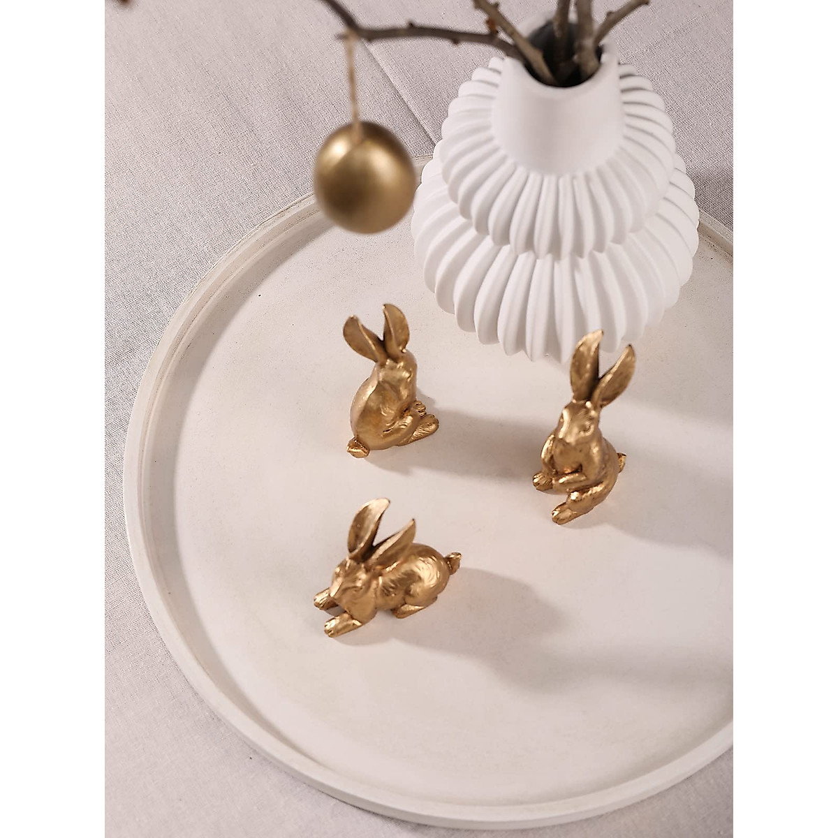 DN DECONATION White Wood Tray, Large Decorative Tray for Coffee Table, Ottoman, Decorative Round Trays, Accent Tray for Dining Room, Living Room, Farmhouse Decor