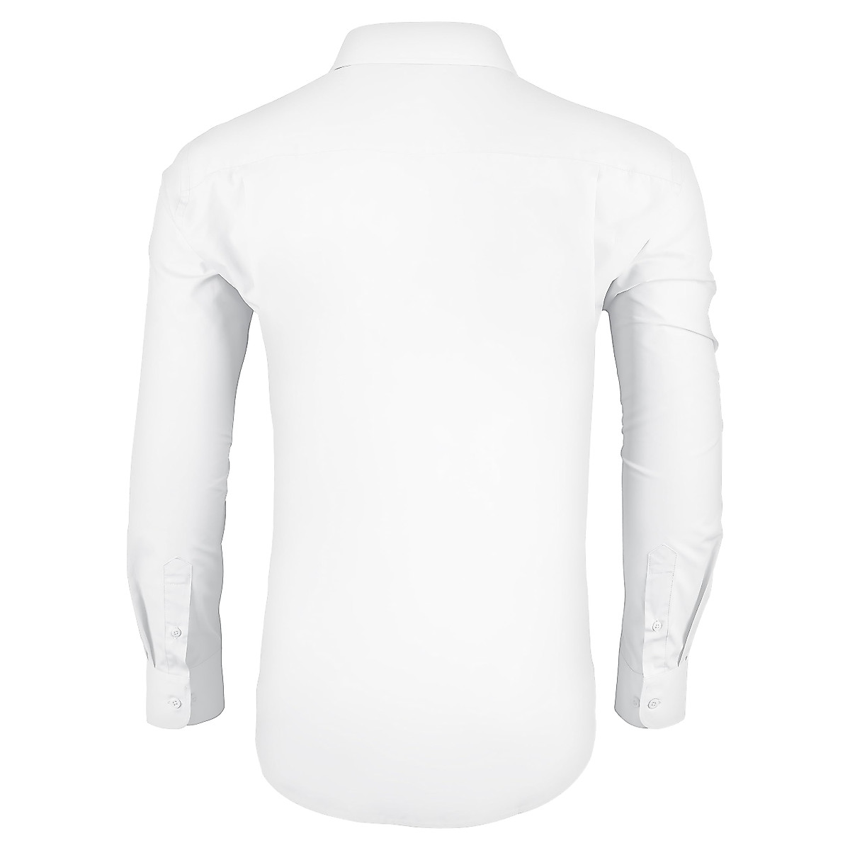 RODEM CLUB Men's Dress Shirt Regular Fit Long Sleeve Wrinkle-Resistant Business Formal Solid Button Down Shirts with Pocket (White, 17.5" Neck 34"-35" Sleeve)